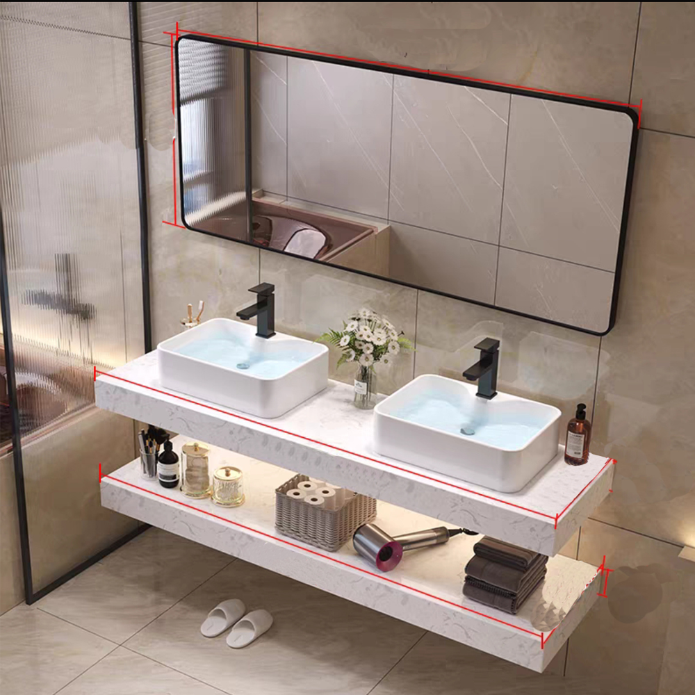 Modern double layer marble bathroom cabinet combination bathroom sink ...