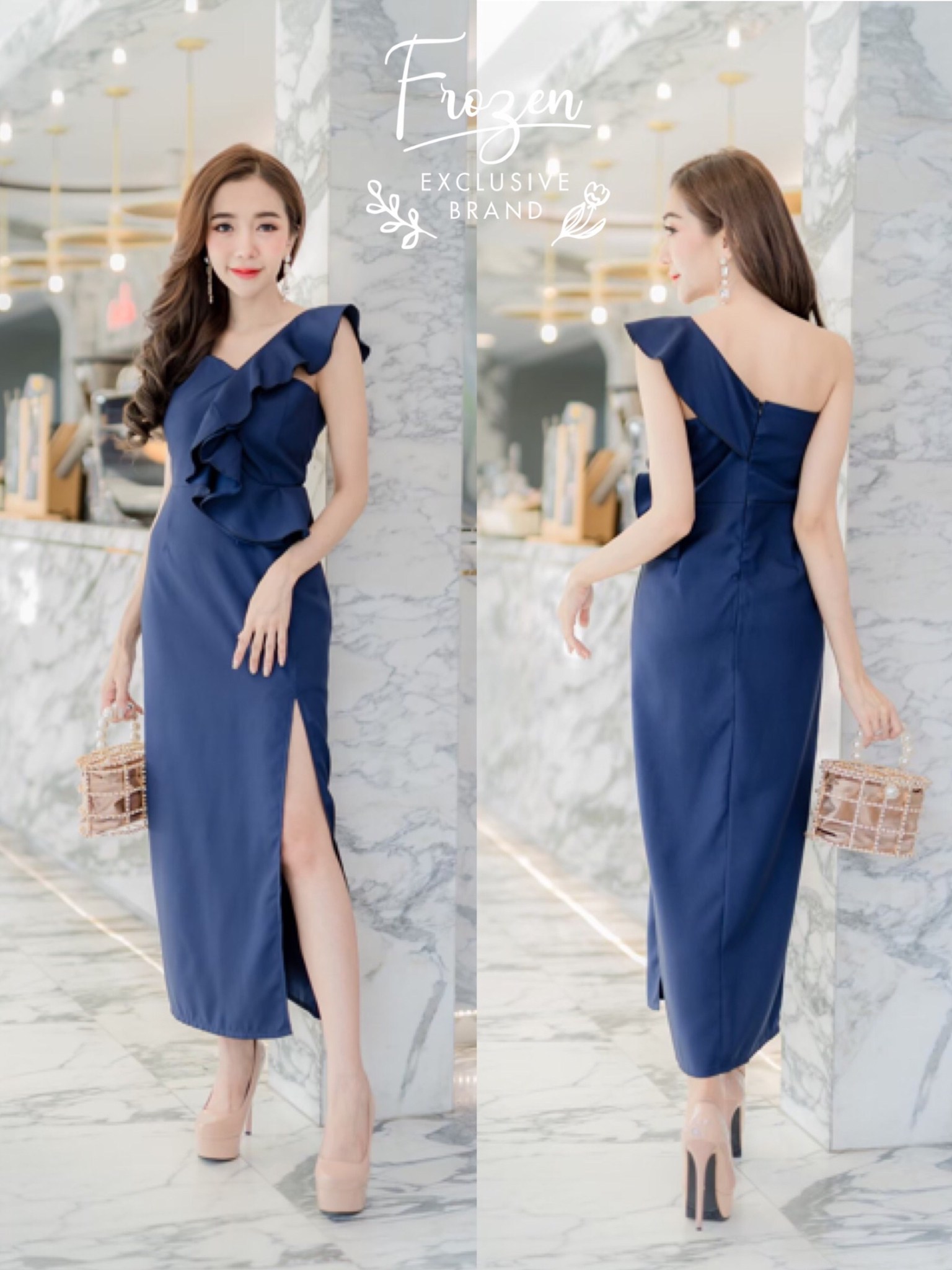 Aya-shop เสื้อผ้าผู้หญิง ชุดไปงาน เดรสออกงาน สีกรม พร้อมส่ง - chicest ...