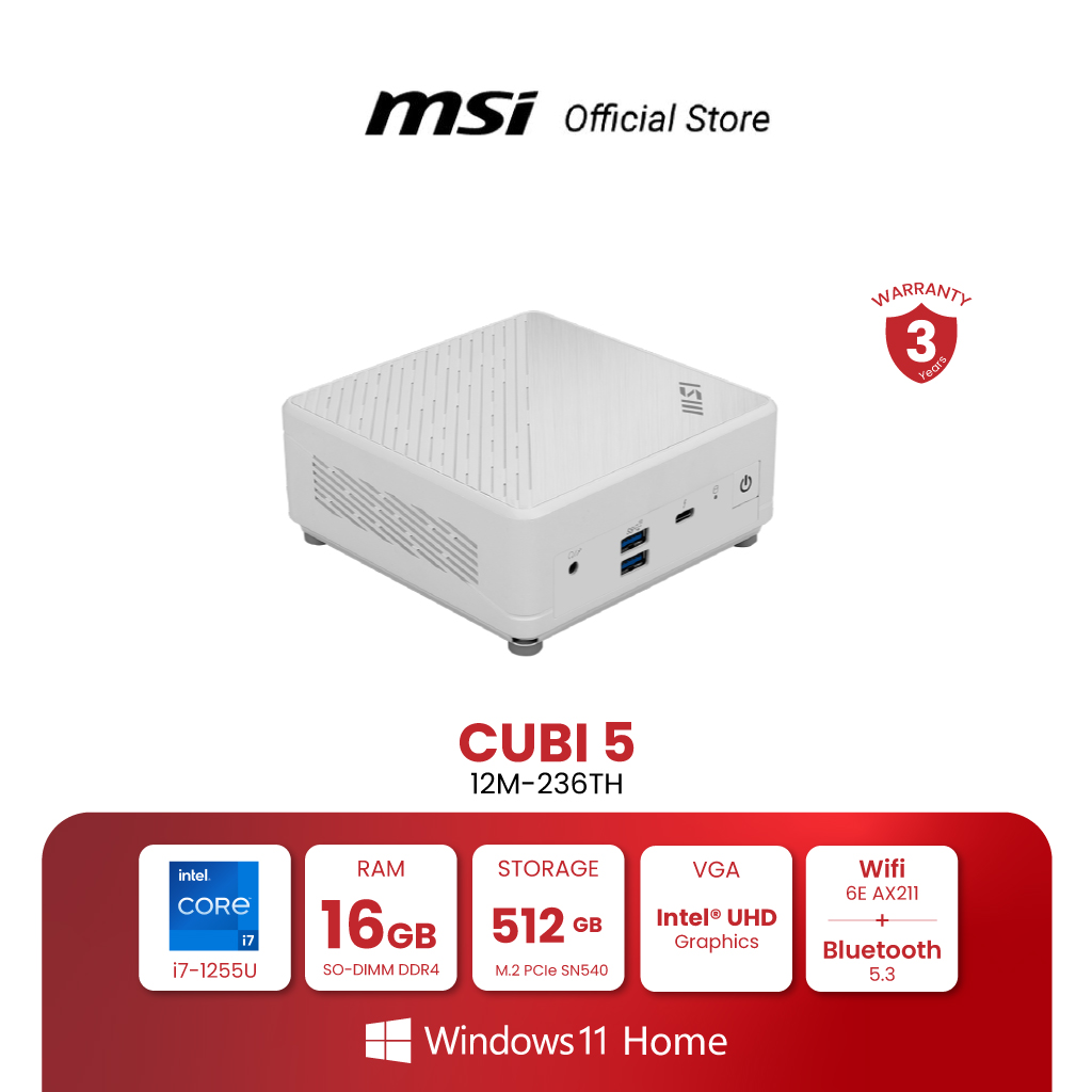 MSI MINI PC CUBI 5 12M-235TH | CUBI 5 12M-236TH | Intel core i7-1255U ...