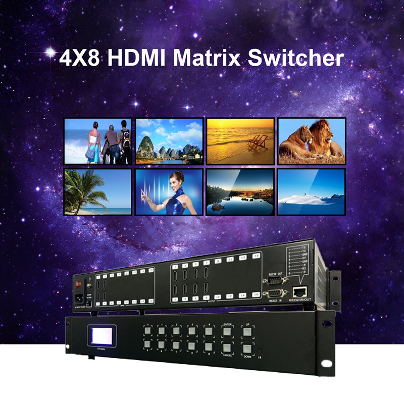 4X8 Digital HD1080p matrix switcher 4 ใน 8 ออก LED และ LCD TV matrix ...
