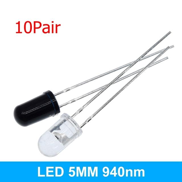 10pairs 3mm 5mm 940nm LEDs Infrared Emitter and IR Receiver Diode ...