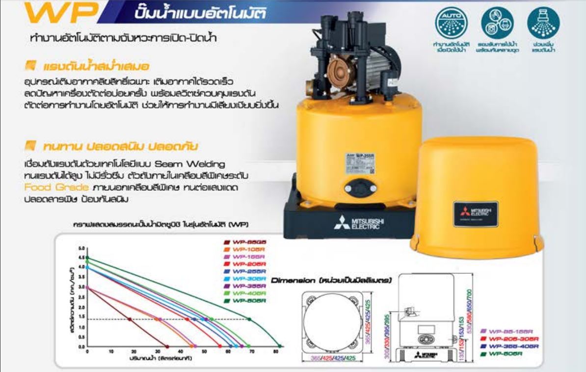 WP-405R รุ่นใหม่ ปั้มอัตโนมัติ บ้าน 400W สำหรับบ้าน ใหญ่ ชั้น by ...