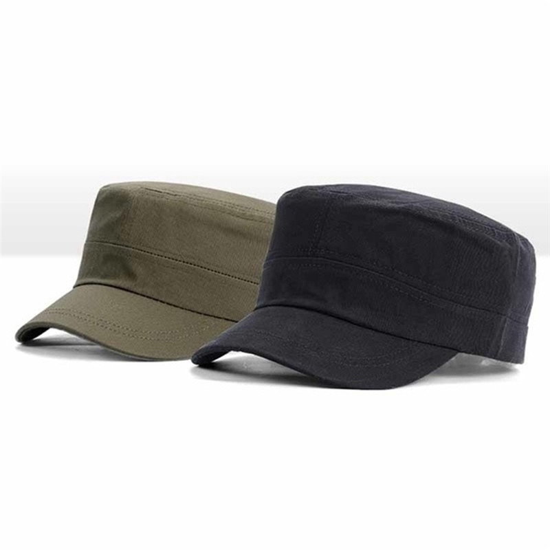 Adjustable Classic Plain Cap Vintage Army Military Cadet Style Cotton ...