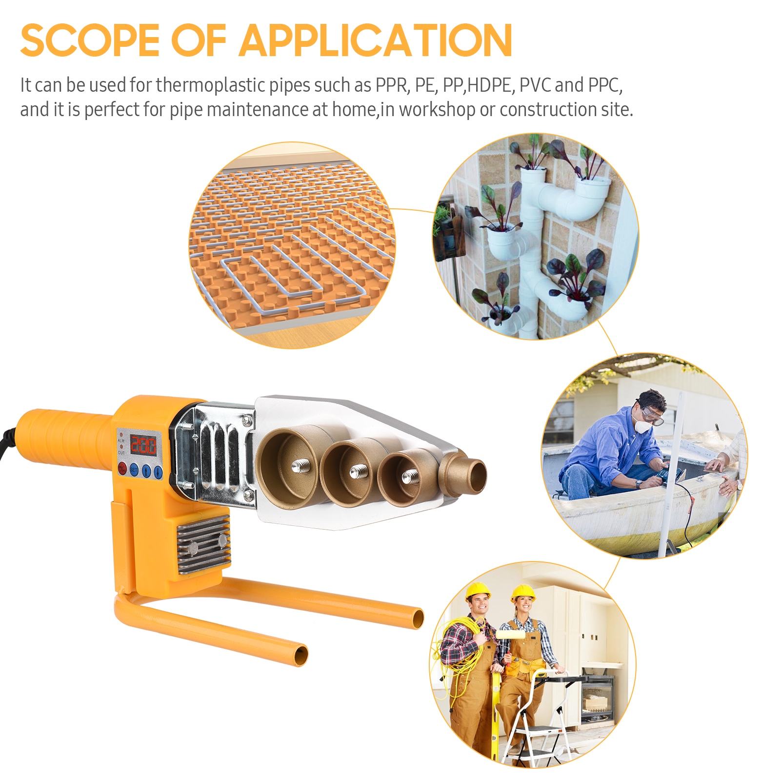 Electric Pipe Welding Machine Heating Tool Heads Set For PPR PB PE ...