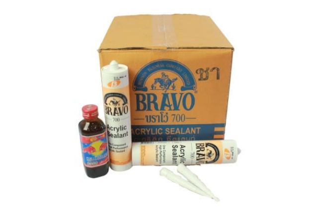 ส่งฟรี [ตรงปก]Bravo แด็ป สีขาว 4 หลอด สิริโคน กาวอะครีลิค Acrylic ...