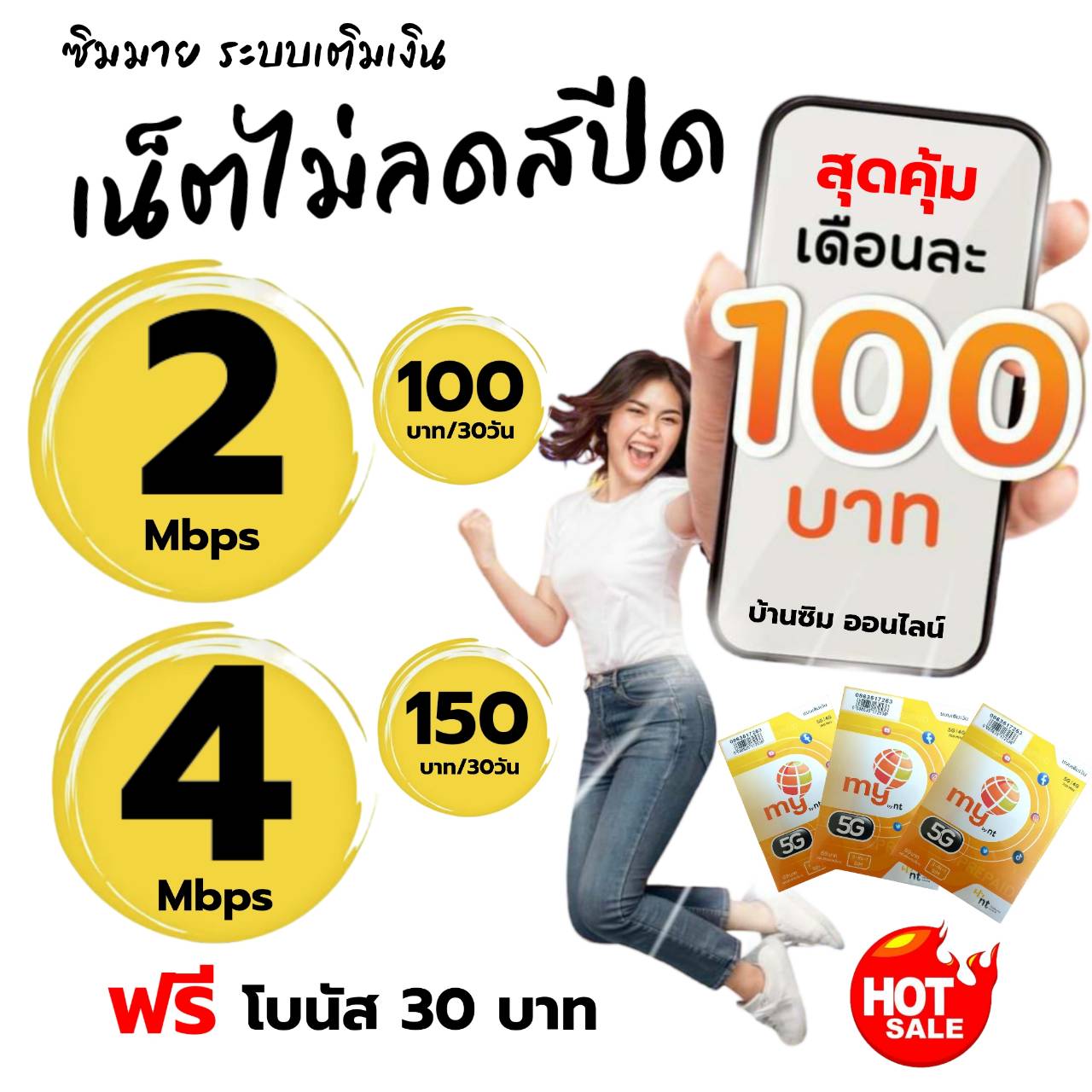 (no.7) ซิมมาย 3G4G สมัครเน็ตไม่อั้น ไม่ลดสปีด ไม่จำกัดGB เพียงเดือนละ 100 บาท - ซิมเบอร์สวยเบอร์ ...