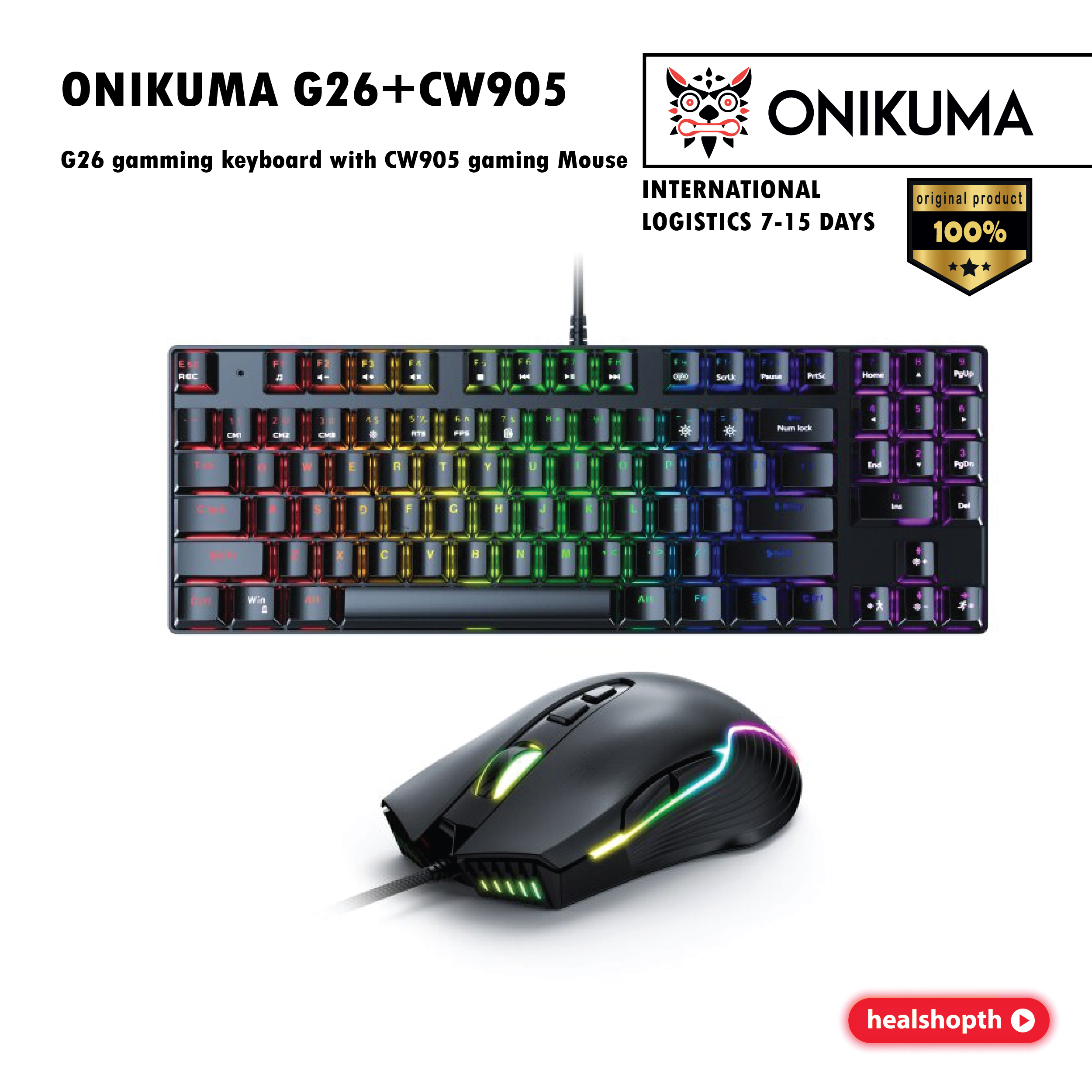 คีย์บอร์ดเล่นเกมและเมาส์ ONIKUMA G26 + CW905 BlACK Wired Gaming ...