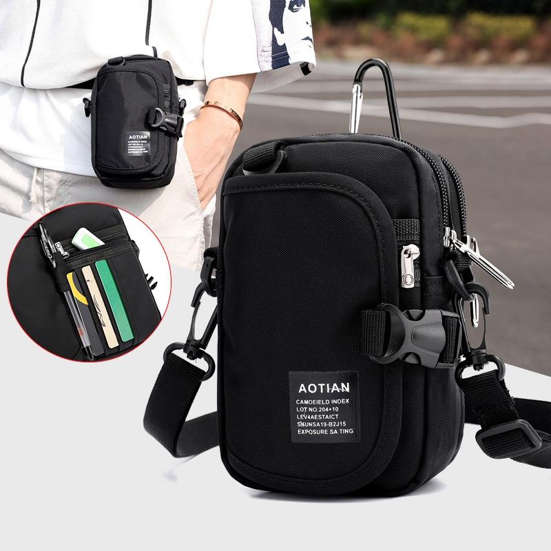 AOTIAN Mens ขนาดเล็กกระเป๋าสะพายไหล่กันน้ำแบบพกพา Travel กระเป๋าใส่บัตร ...