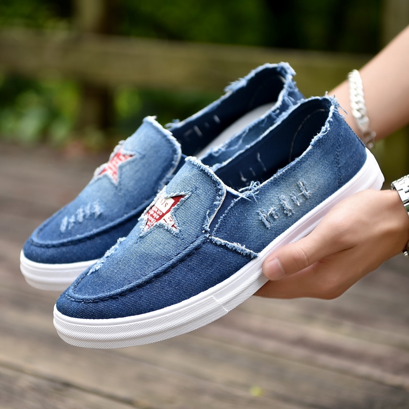 Old denim shoes mens shoes spring tide shoes mens casual shoes slip-on ...