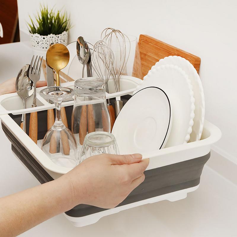 Kitchen home Camper Car Foldable Dish Rack Tableware Portable Bowl TPR ...