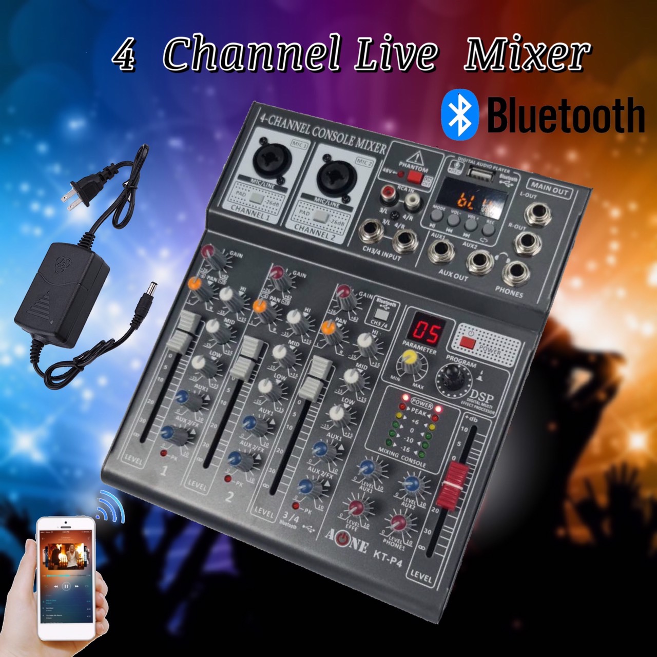 YAMAHA PMX8-USB AUDIO MIXER เครื่องผสมเสียง 4ช่อง ไมโครโฟนไร้สาย Dual ...