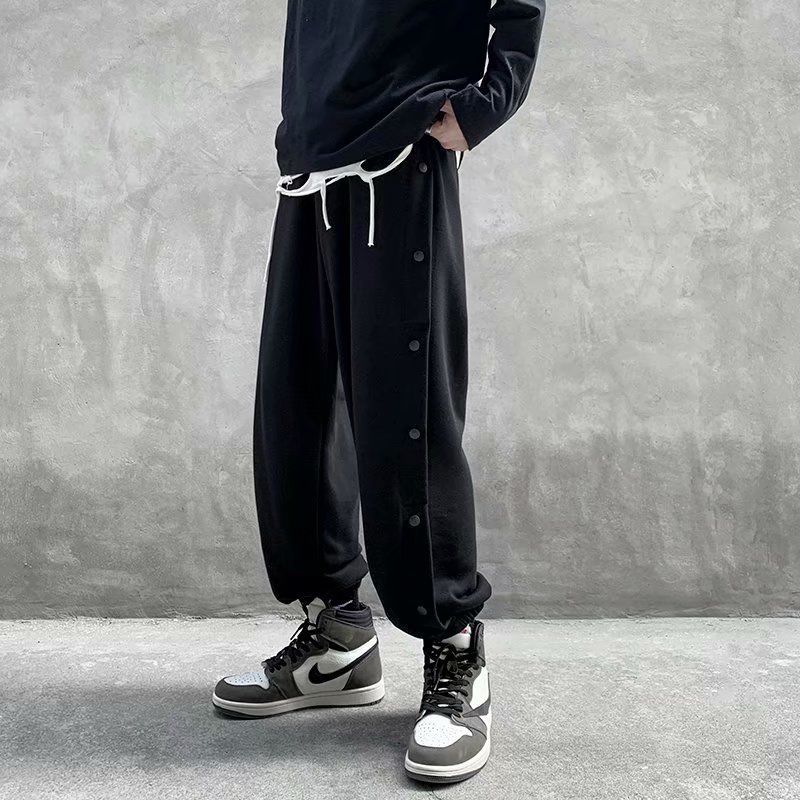 Encount กางเกงขายาวชาย กางเกงลำลองผู้ชายไซส์ใหญ่หลวมเทรนด์กางเกงติดกระดุมเกาหลีกางเกงกีฬาฤดู ...