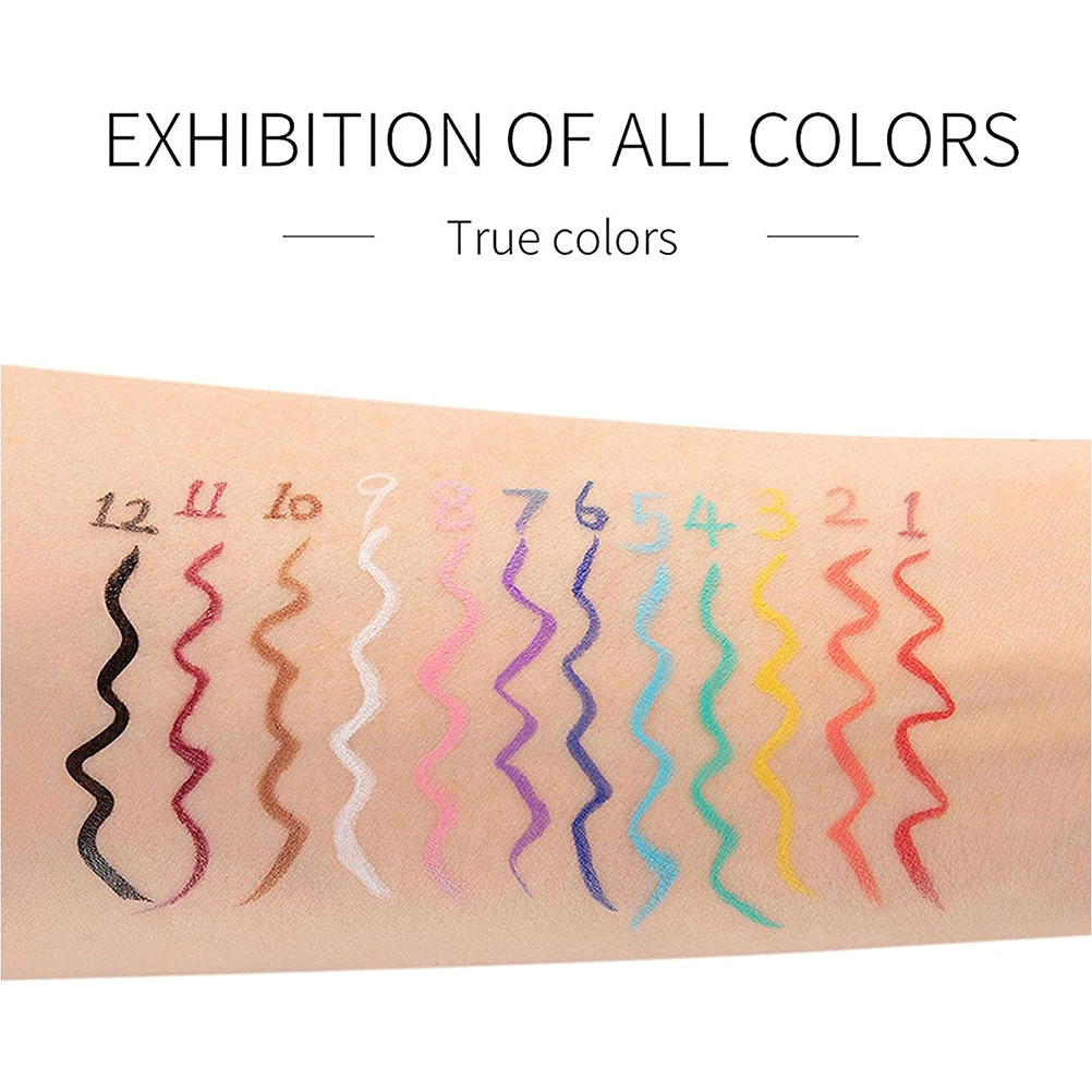 12 Color Liquid Eyeliner Pen Smudge-proof Eyeliner Quick Dry Matte Eye ...