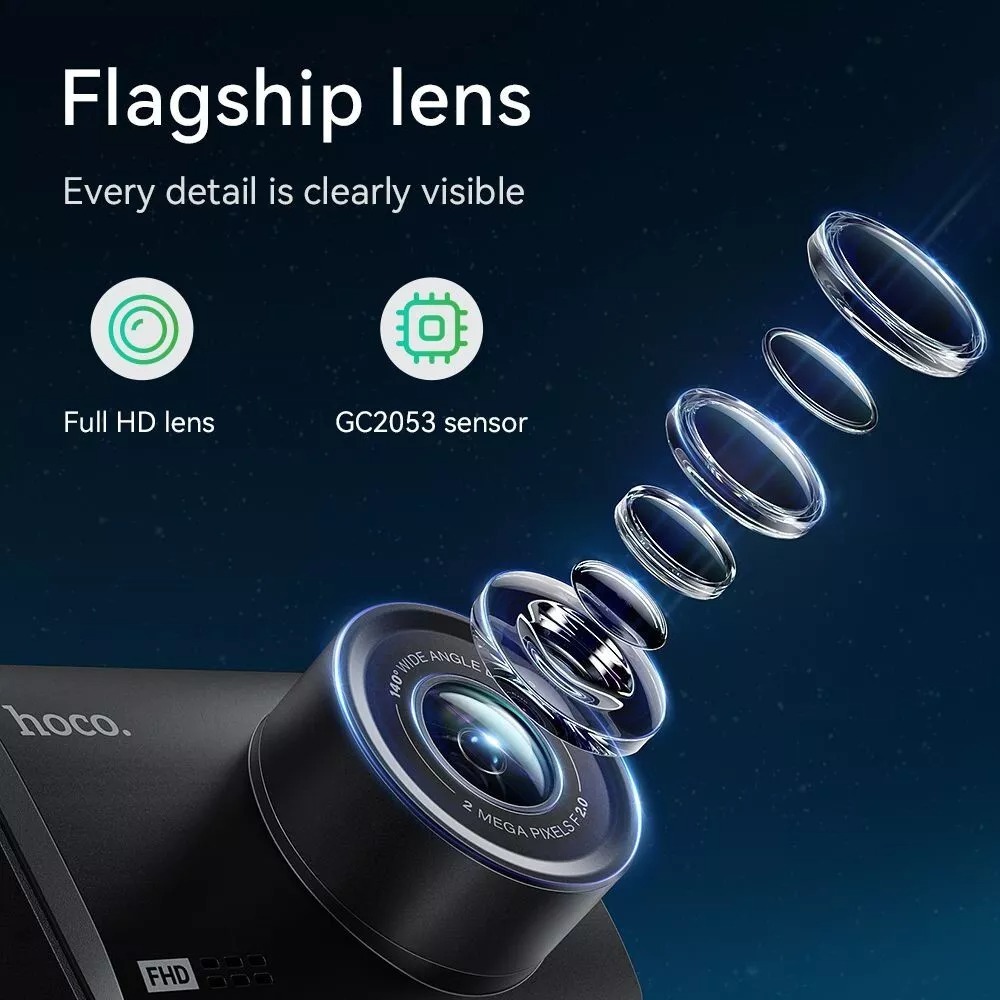 ประกัน 1 ปี Hoco DV3 กล้องติดรถยนต์ กล้องหน้าหลัง ชัดระดับ FHD ชัดทั้งกลางวันและกลางคืน หน้าจอ ...