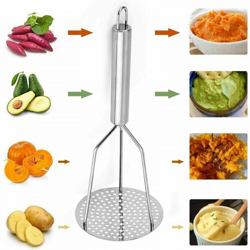 Stainless Steel Potato Masher with Handle for Creamy Mashed Potato ...