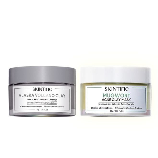 Skintific Mugwort หน้ากากดินสิว 55g（ลดรอยแดง ที่ช่วยลดรูขุมขนและสิว） Th