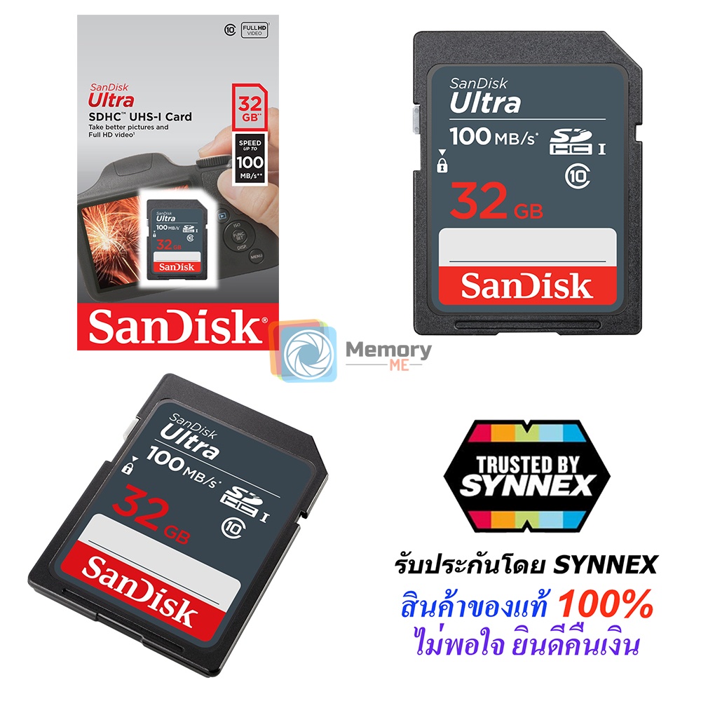 SANDISK เมมโมรี่การ์ด SD card ULTRA 32GB Class10 UHS-I100MBs (SDSDUNR-032G) memory card SDHC ...