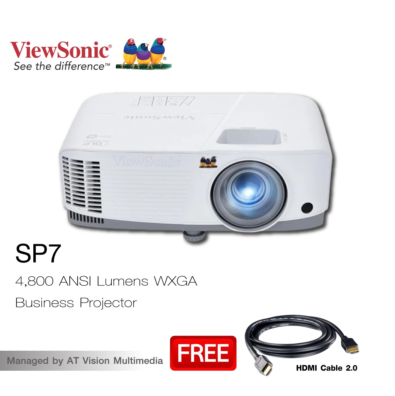 Viewsonic SP7 4800 ANSI Lumens WXGA (1280x800) Business Projector 3D ...