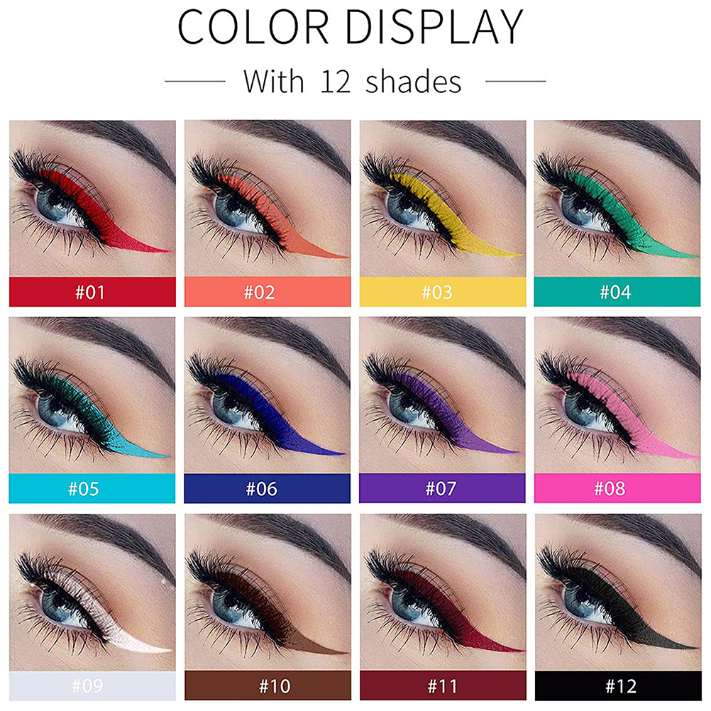 12 Color Liquid Eyeliner Pen Smudge-proof Eyeliner Quick Dry Matte Eye ...