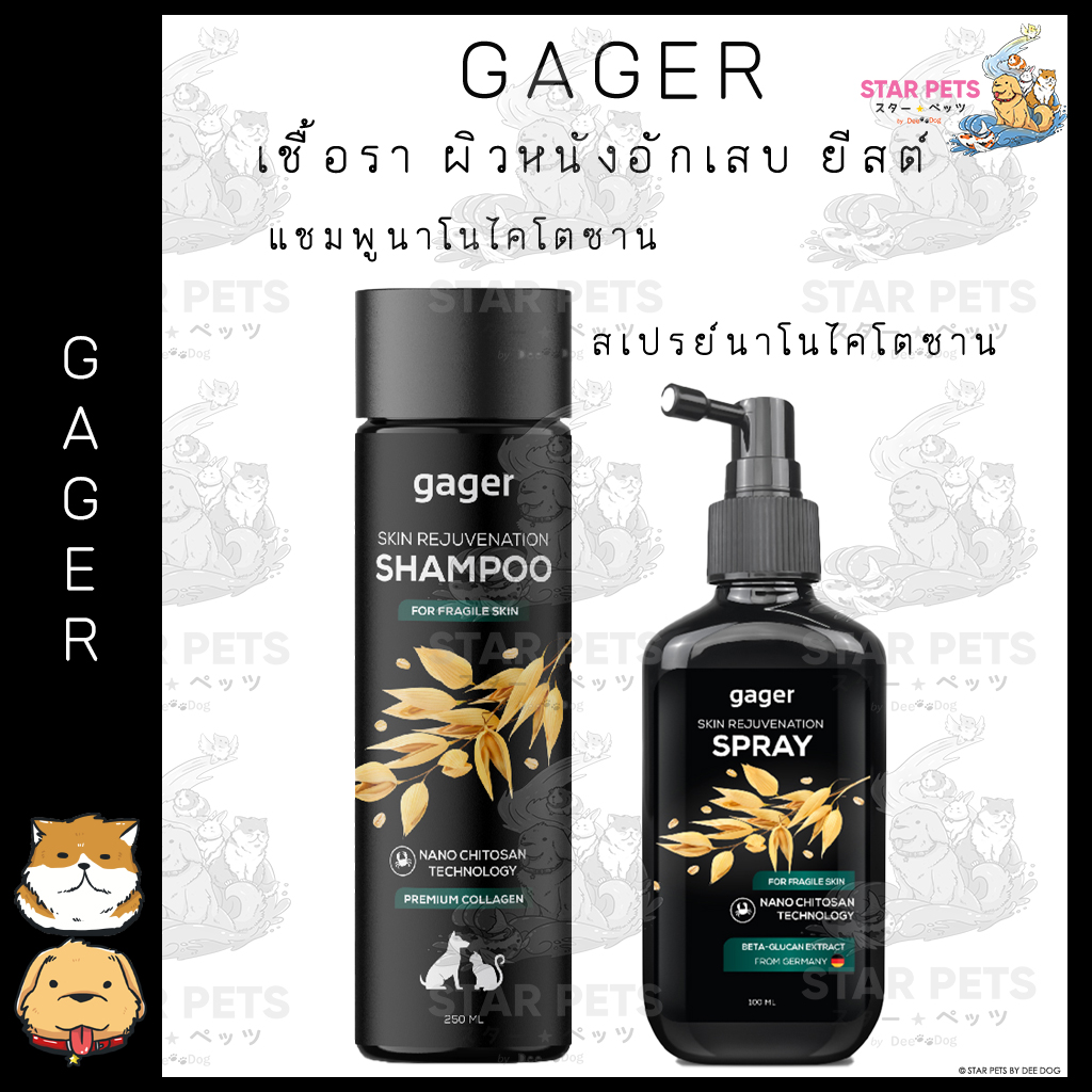 Gager (กาเจอร์) แชมพูขี้เรื้อน สเปรย์นาโนไคโตซานเบต้า กลูแคน เชื้อรา ...