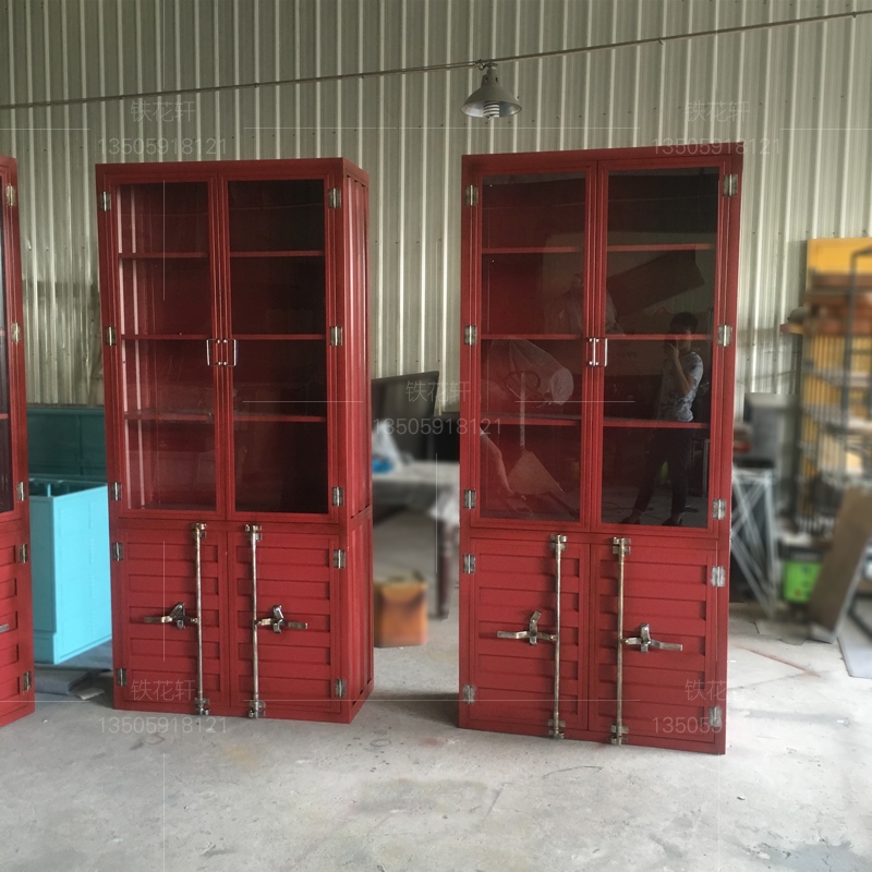 Container bookcase wrought iron to do old industrial wind cabinet ...