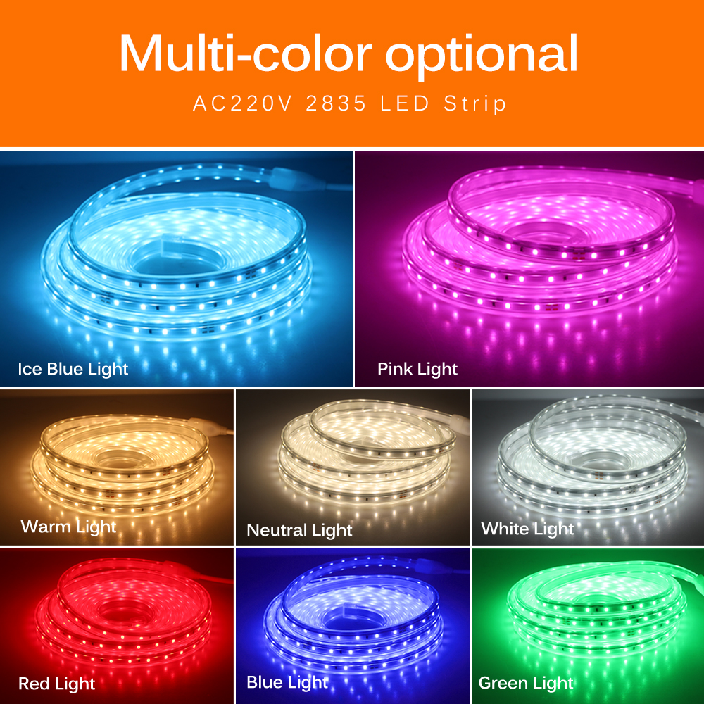2835 LED light Strip AC 220V IP67 Waterproof Multi-color Lights High ...