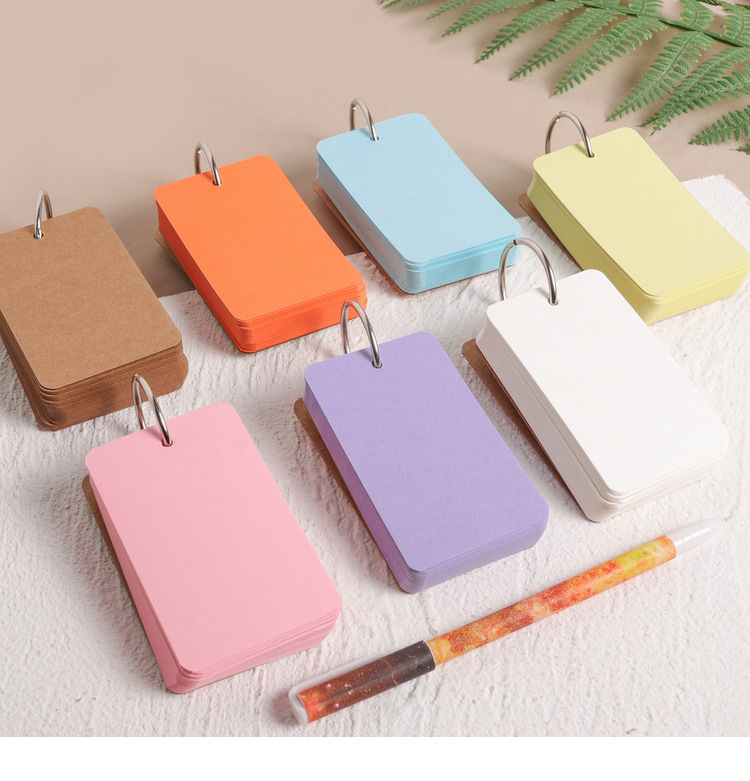 บัตรจดคำศัพท์แบบหลายสี Flash Card ขนาด 4x7 cm หนา 50 แผ่น พร้อมห่วงแกะ ...