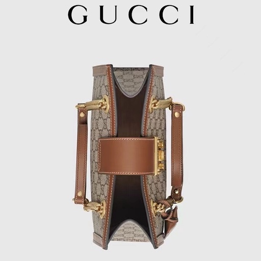 100% Genuine/GUCCI Metal Lock Lock Bag Canvas Patch Leather Tote Bag ...