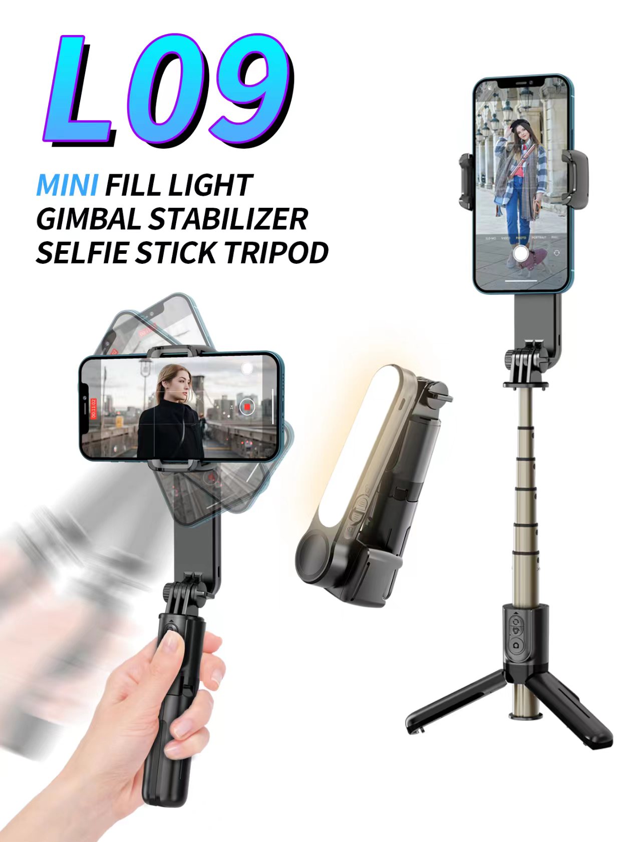 ไม้เซลฟี่ระบบกันสั่นGimbal Stabilizer L09 มาใหม่ กันสั่นสำหรับมือถือขา ...