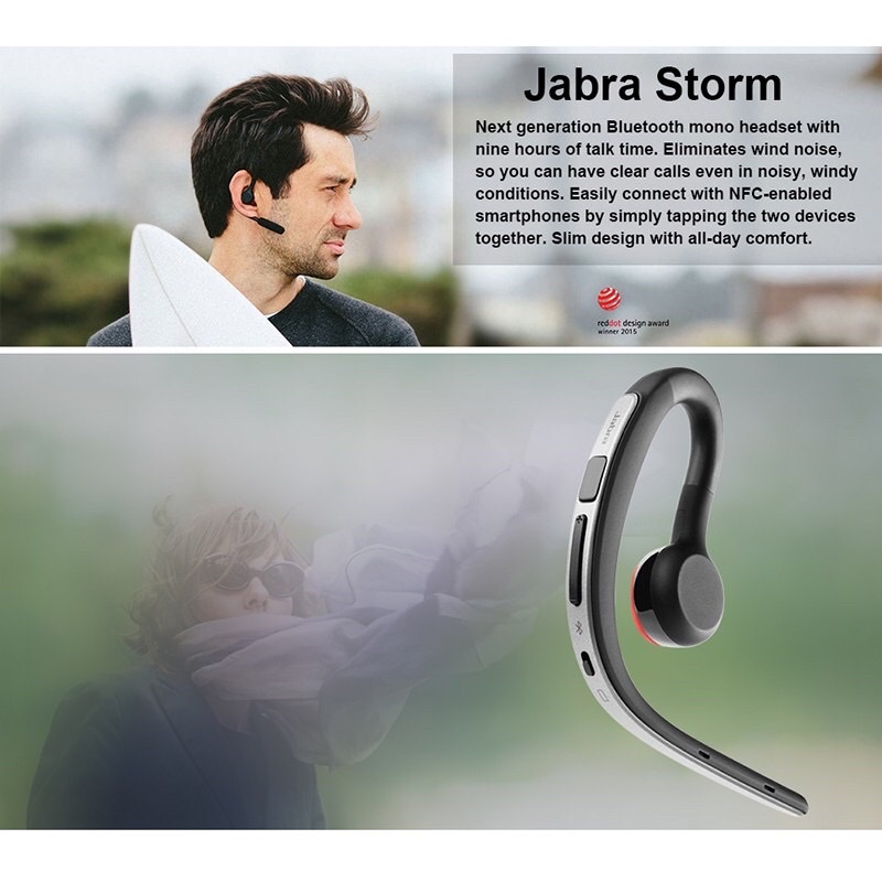 Jabra Storm Motion หูฟังบลูทูธไร้สายแบบใส่ในหูควบคุมด้วยเสียง HD ชุดหู ...