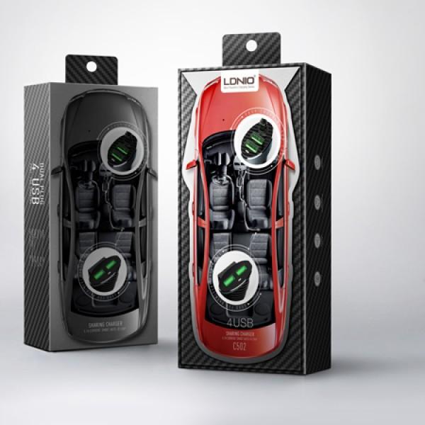 LDNIO C502 ที่ชาร์จมือถือในรถยนต์แปลงที่จุดบุหรี่ในรถยนต์เป็น 4 USB Car ...