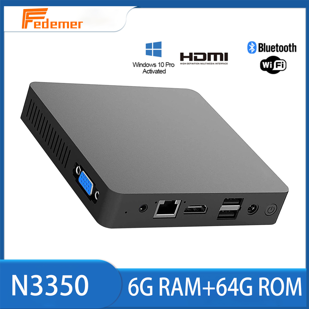 มินิพีซี Windows 10 Pro,Intel Celeron Intel Celeron N3350 (สูงสุด2.4GHz ...