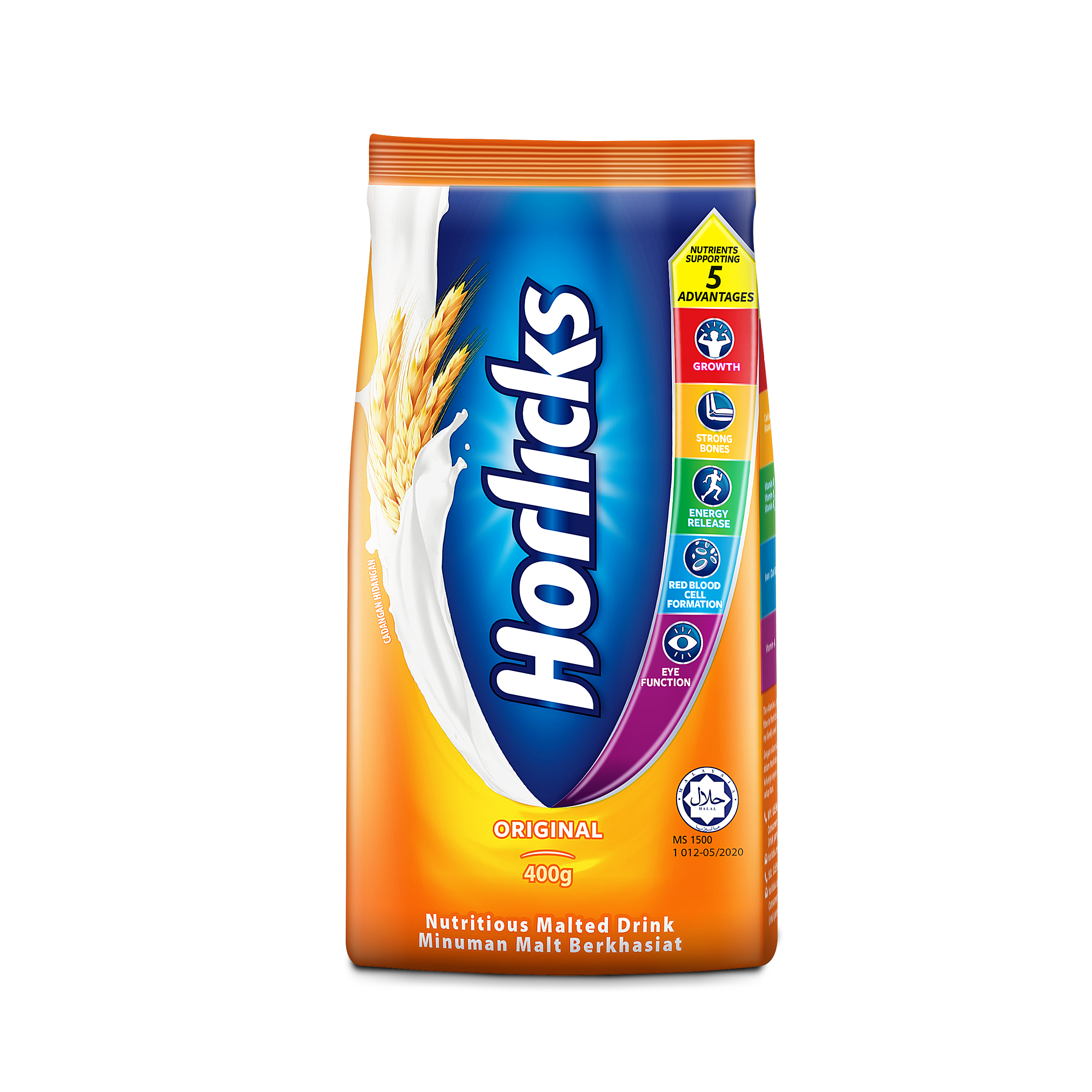 Horlicks Original Powder ฮอร์ลิคส์ ผงมอลต์ รสดั้งเดิม 3in1กรัม horlick ...