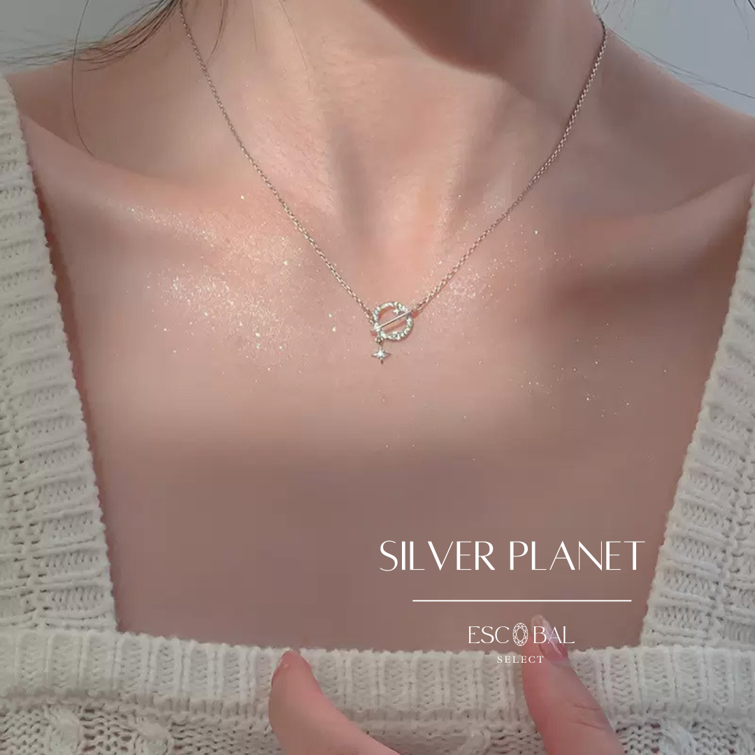 ESCOBAL สร้อยคอเงินแท้ Silver planet หรูสวย สร้อยคอเกาหลี จี้เพชร สร้อยเงินแท้ สร้อยคอเพชร สร้อย ...