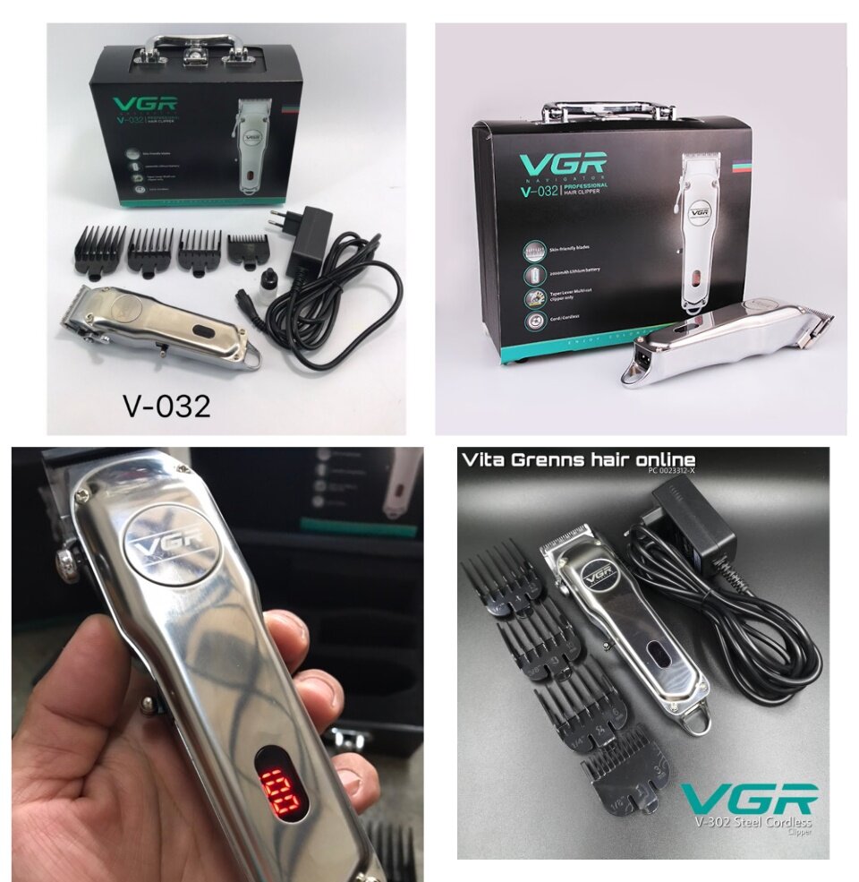 VGR v-032 ปัตตาเลี่ยนอลูมิเนียมทั้งตัว พร้อมกระเป๋าสวยงามคุณภาพสูง น้ำหนักดี ทำให้การตัดผมง่าย ...