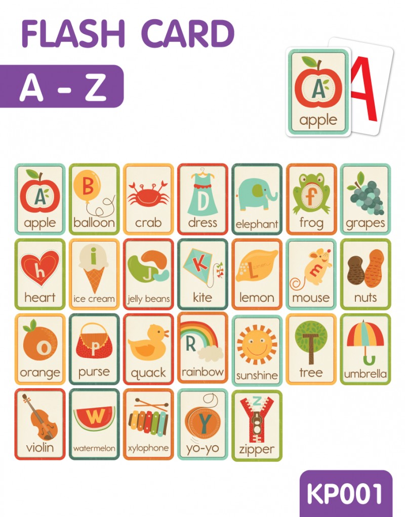 Flash card A-Z (แฟลชการ์ด ABC card (การ์ตูน)) **พร้อมส่ง** kp 001 ...