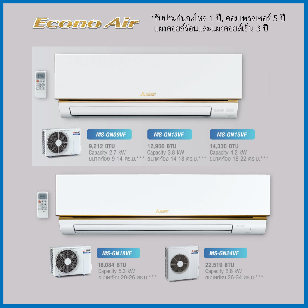 MITSUBISHI ELECTRIC แอร์ รุ่น ECONO AIR NON-INVERTER GN [เฉพาะเครื่อง ...
