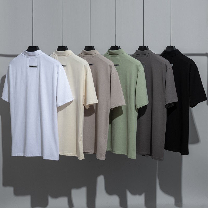 FEAR OF GOD ESSENTIALS FOG reflective LOGO letters POLO shirt short ...
