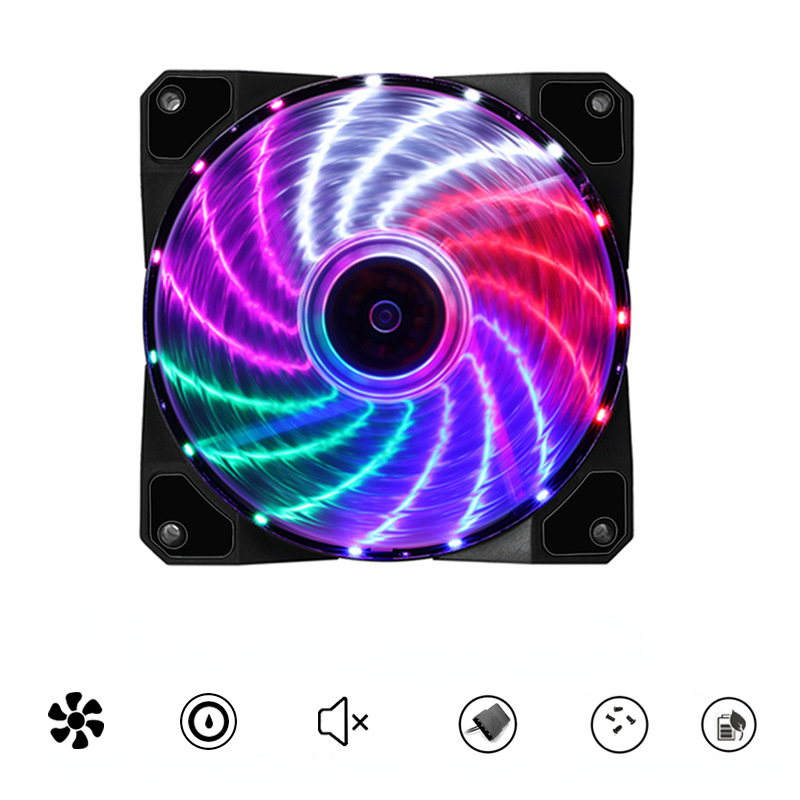CPU Cooler 2000RMP 20DBA 48CFM 15led red blue RGB automatic color ...