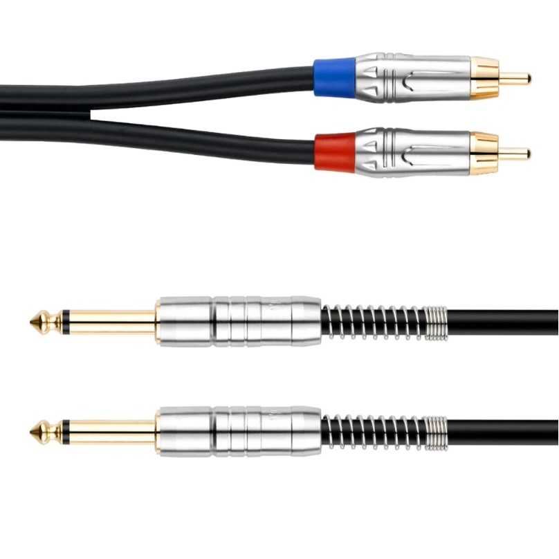 สาย 2RCA to Dual TS ( Dual RCA to 2x 6.35mm 1/4'' Mono TS Plug ...
