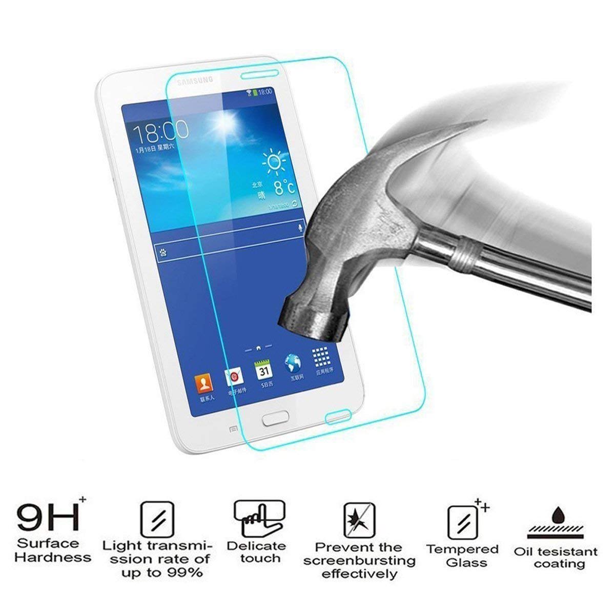ฟิล์มกระจก นิรภัย เต็มจอ กาวเต็มแผ่น ซัมซุง แท็ป3วี ที116 แบบใส Full ...