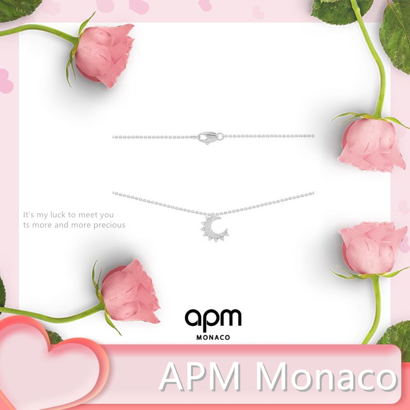 APM Monaco Small Moon สร้อยคอหญิง 925 Silver Clavicle Chain เครื่องประดับหญิง High-end Light ...