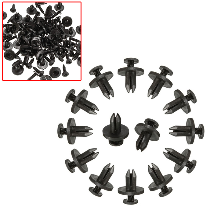 50 Car Bumper Fasteners 6mm Nylon Plastic Buckle for Toyota Panel Clamp ...