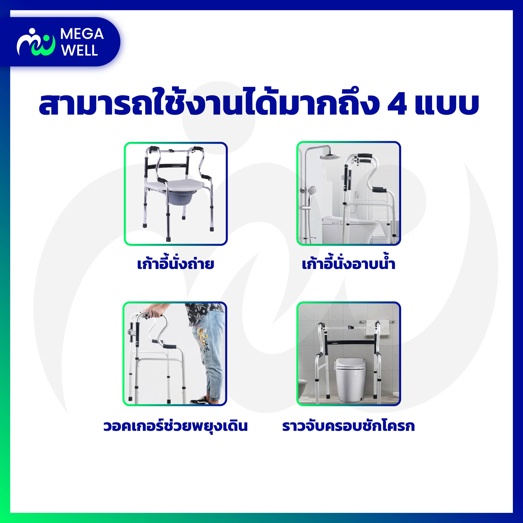 [Megawell ครบเรื่องสุขภาพ] ซื้อ1ได้4 เก้าอี้นั่งถ่าย *เปลี่ยนล้อได้ ...