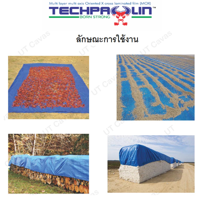 ผ้าใบ TECHPAULIN กันน้ำ,กันแดด 100% น้ำหนักเบา (หนา 0.097 mm.) ขนาด 3M ...