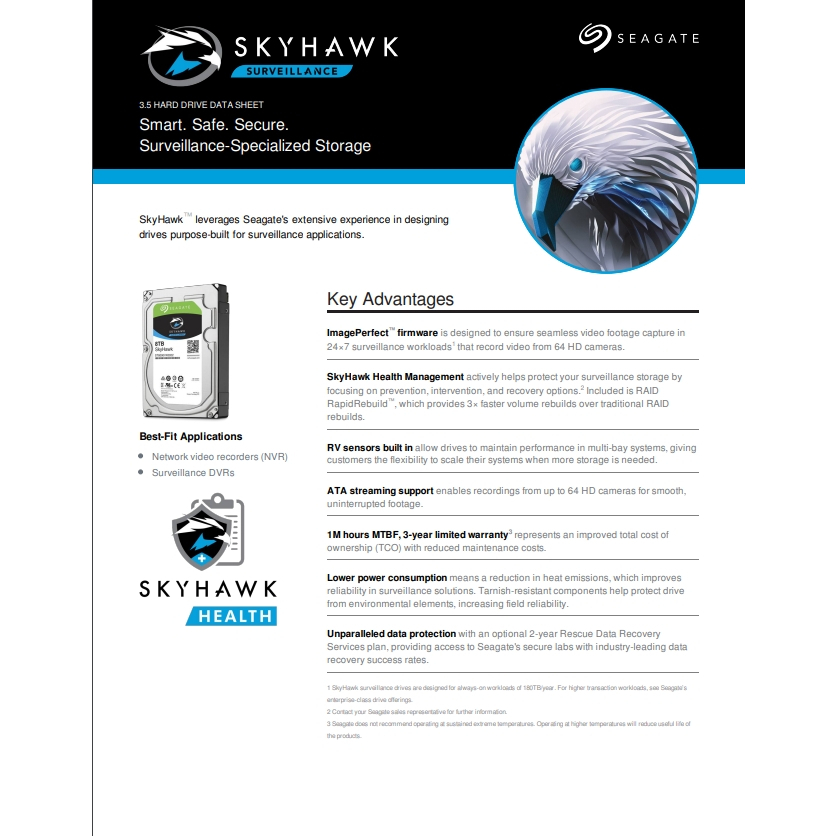 ฮาร์ดดิสก์ สำหรับกล้องวงจรปิด Harddisk CCTV Seagate Skyhawk 8 TB ...