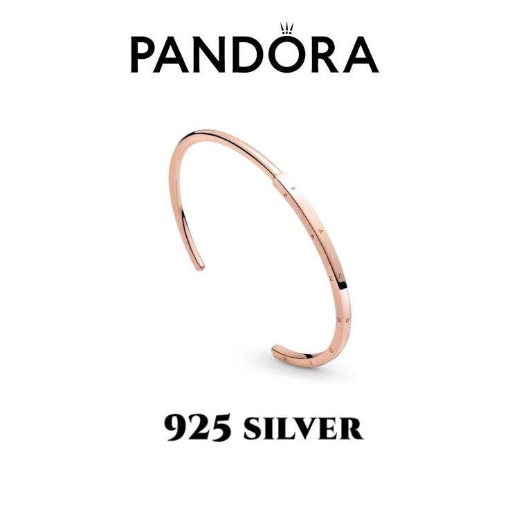 ส่งในไทยPandora เงิน925 14K เปิด สร้อยข้อมือ กำไล Classic Collection I ...