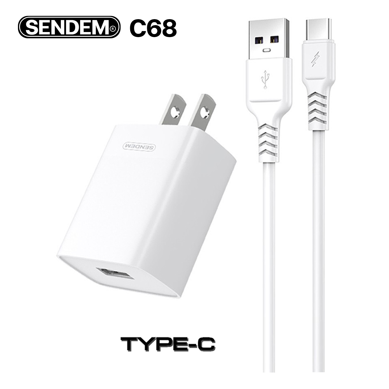สายชาร์จ Type C SENDEM ชาร์จเร็ว 2.4A Smart USB Charger Kit C68 - XW ...