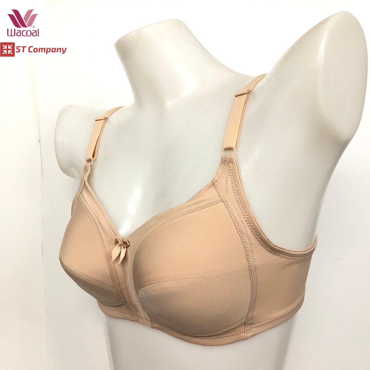 Wacoal Basic Bra สีเบจ (BE) ไม่มีโครง Wireless Bra เต็มคัพ เก็บทรง เสริมฟองบาง 3 ตะขอ รุ่น ...