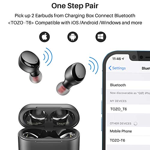 TOZO T6 True Wireless Earbuds Bluetooth Headphones Touch Control with ...